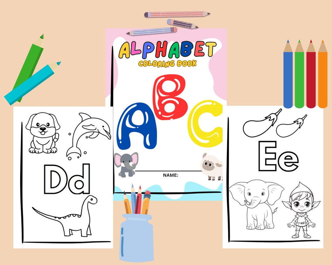 Printable Alphabet Coloring Book for Kids - Etsy