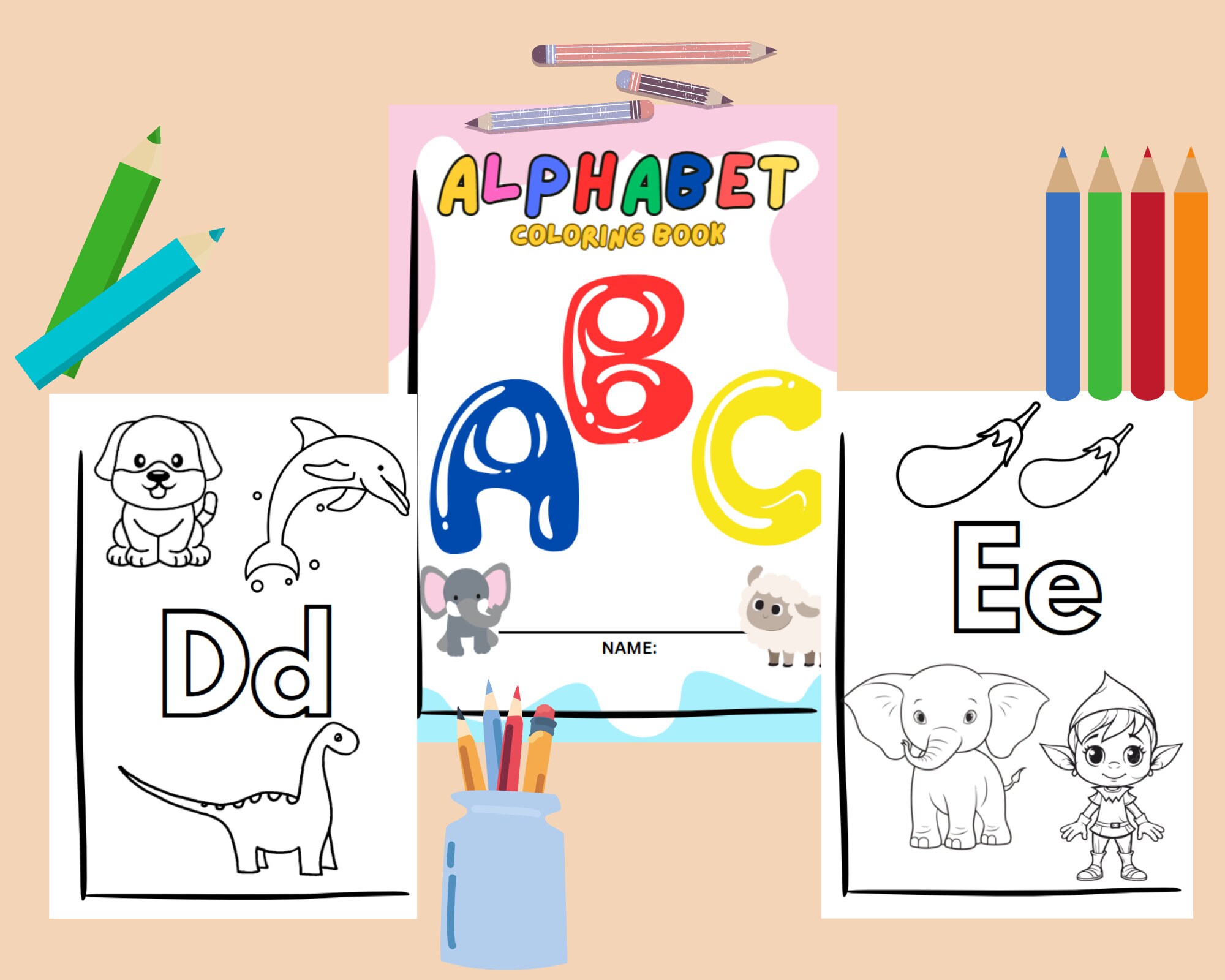 Printable Alphabet Coloring Book for Kids - Etsy