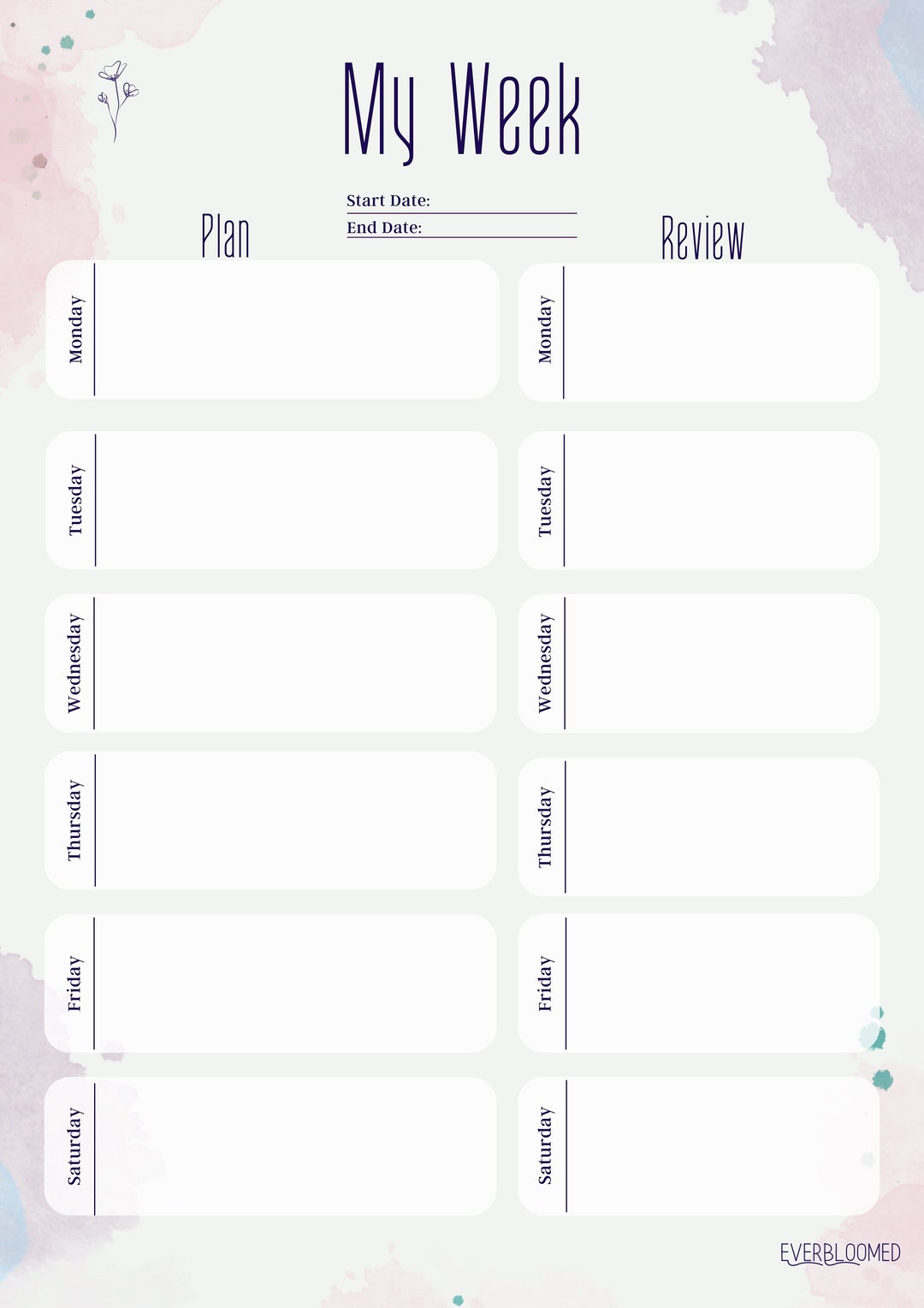 Weekly Planner - Intention Setting Reflection Journal - Digital ...