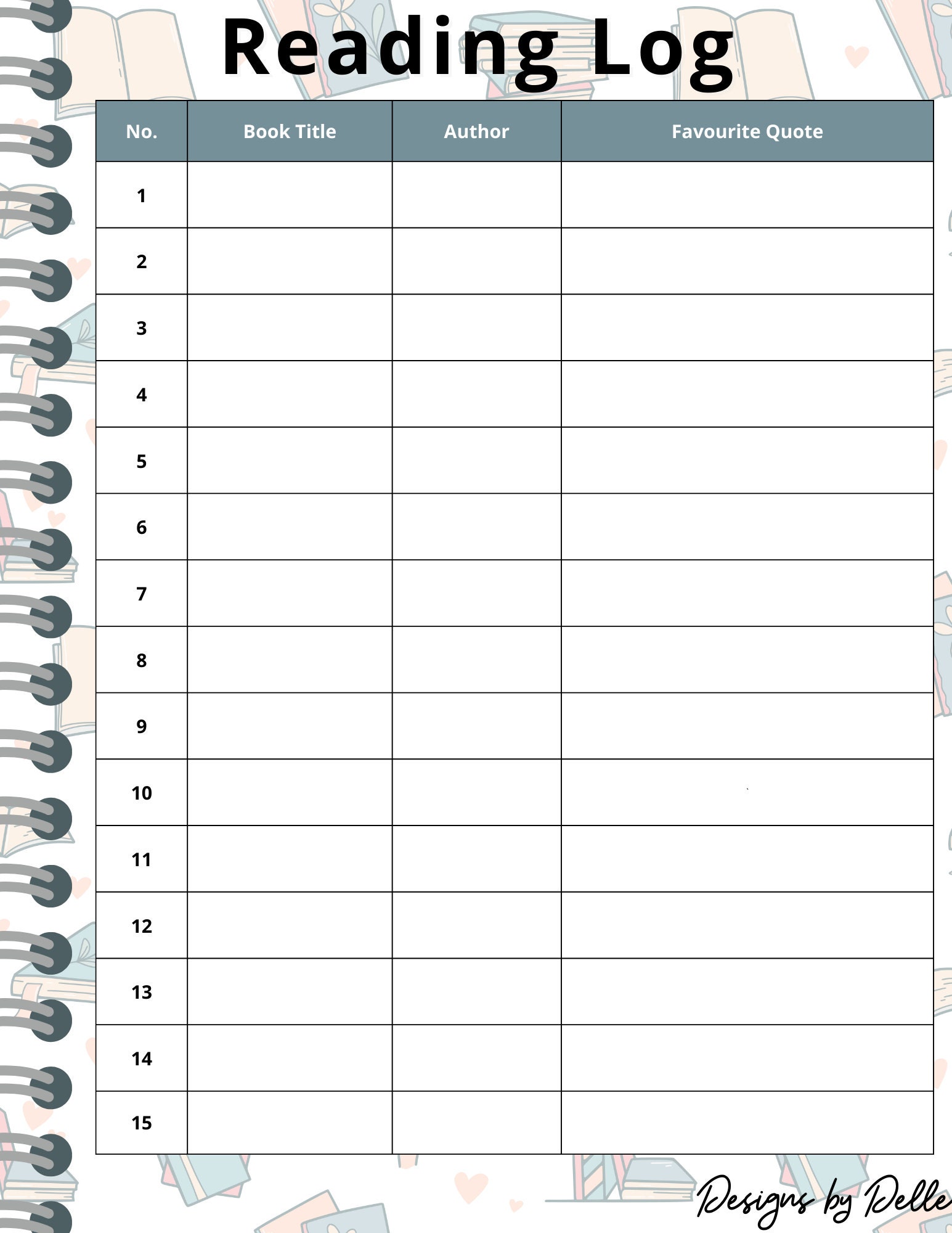Digital Reading Journal, Digital Book Tracker, Reading Log, Digital ...