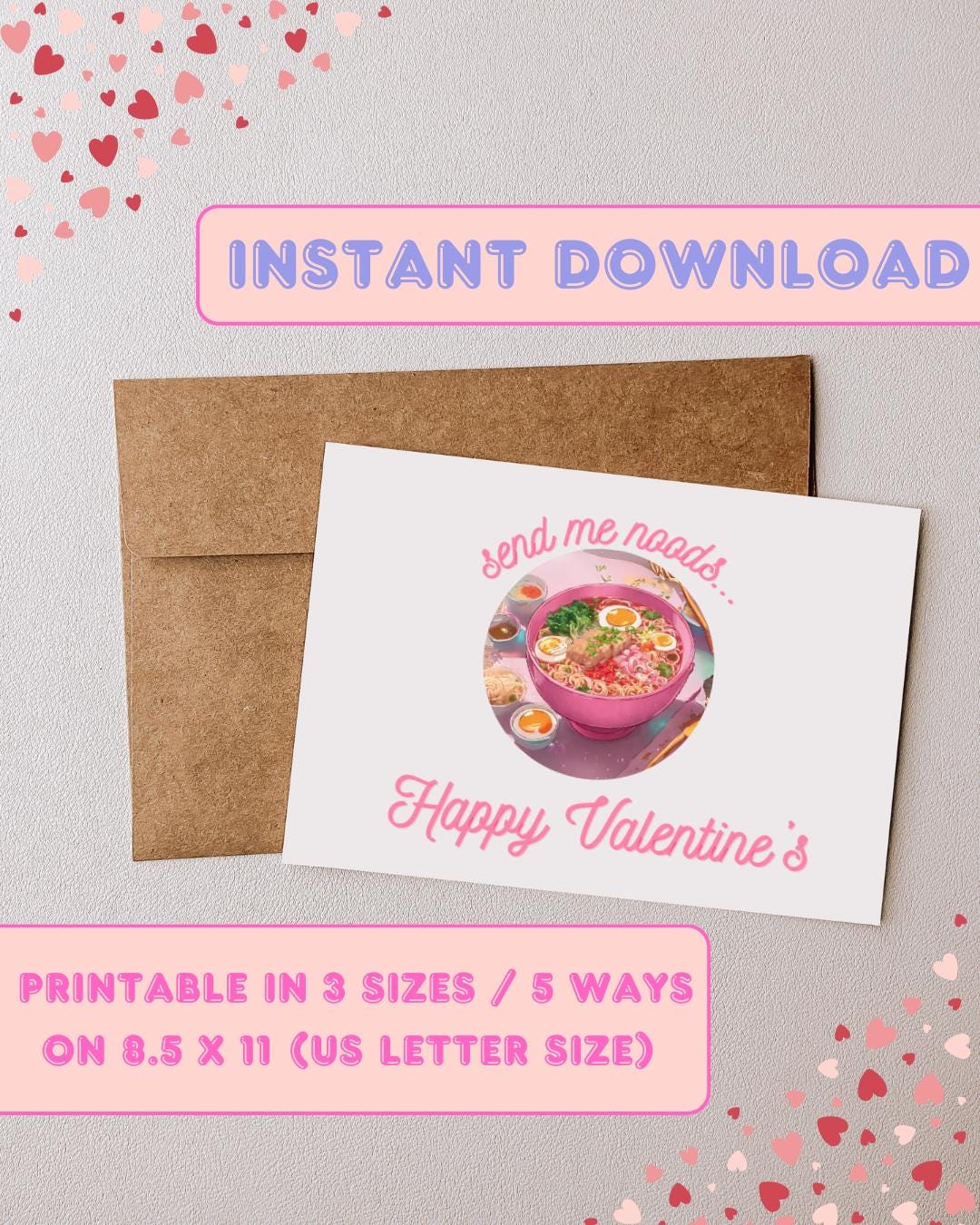 PRINTABLE Valentine's Day Card Digital Download Asian Food Cartoon ...
