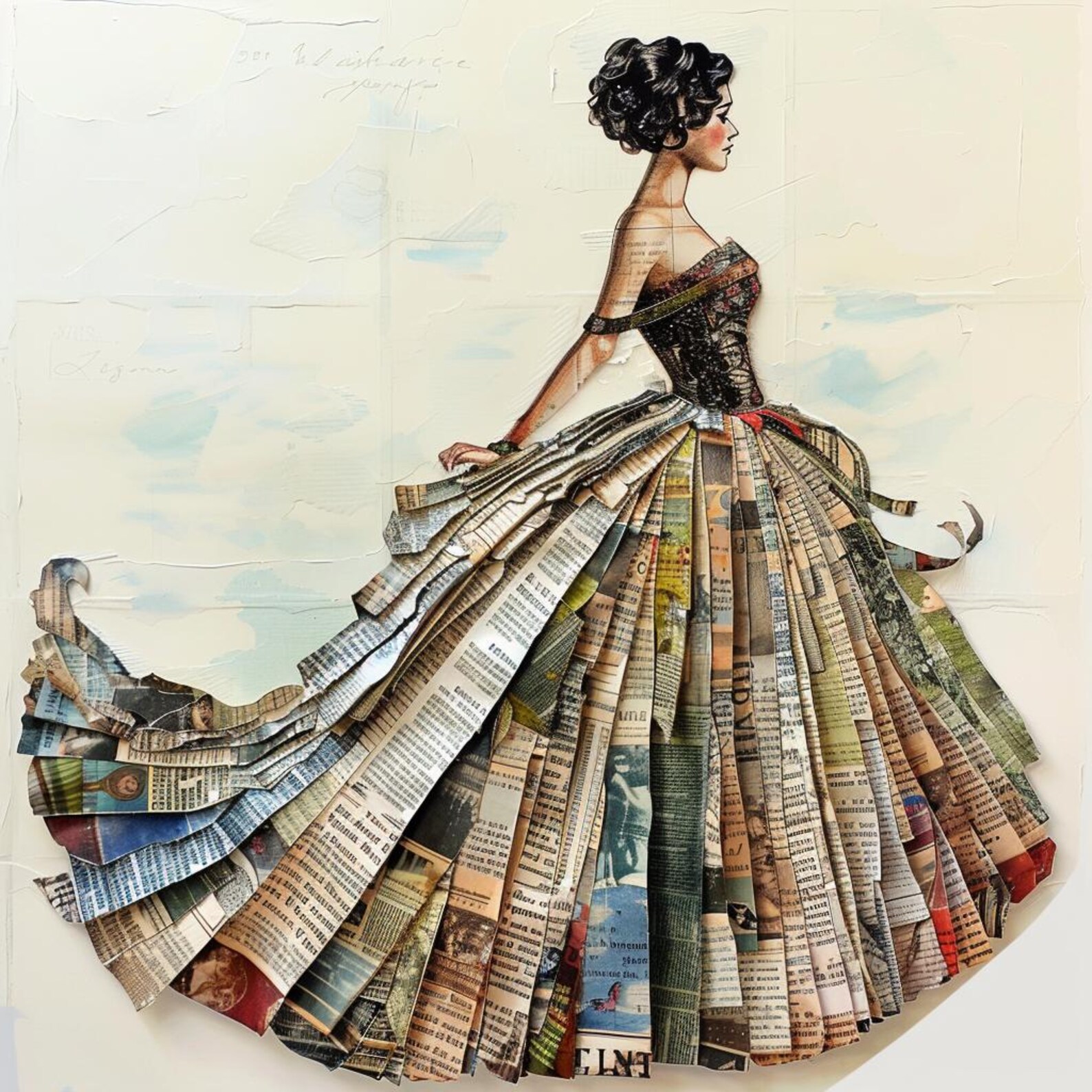 Book Page Dress Art Print: Vintage Woman Portrait (digital Download) - Etsy