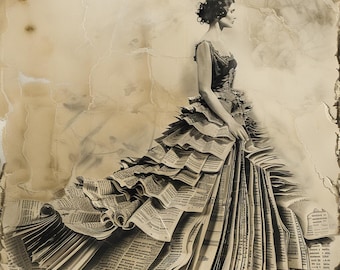 Vintage Book Page Dress Print | Digital Download | Literary-inspired ...