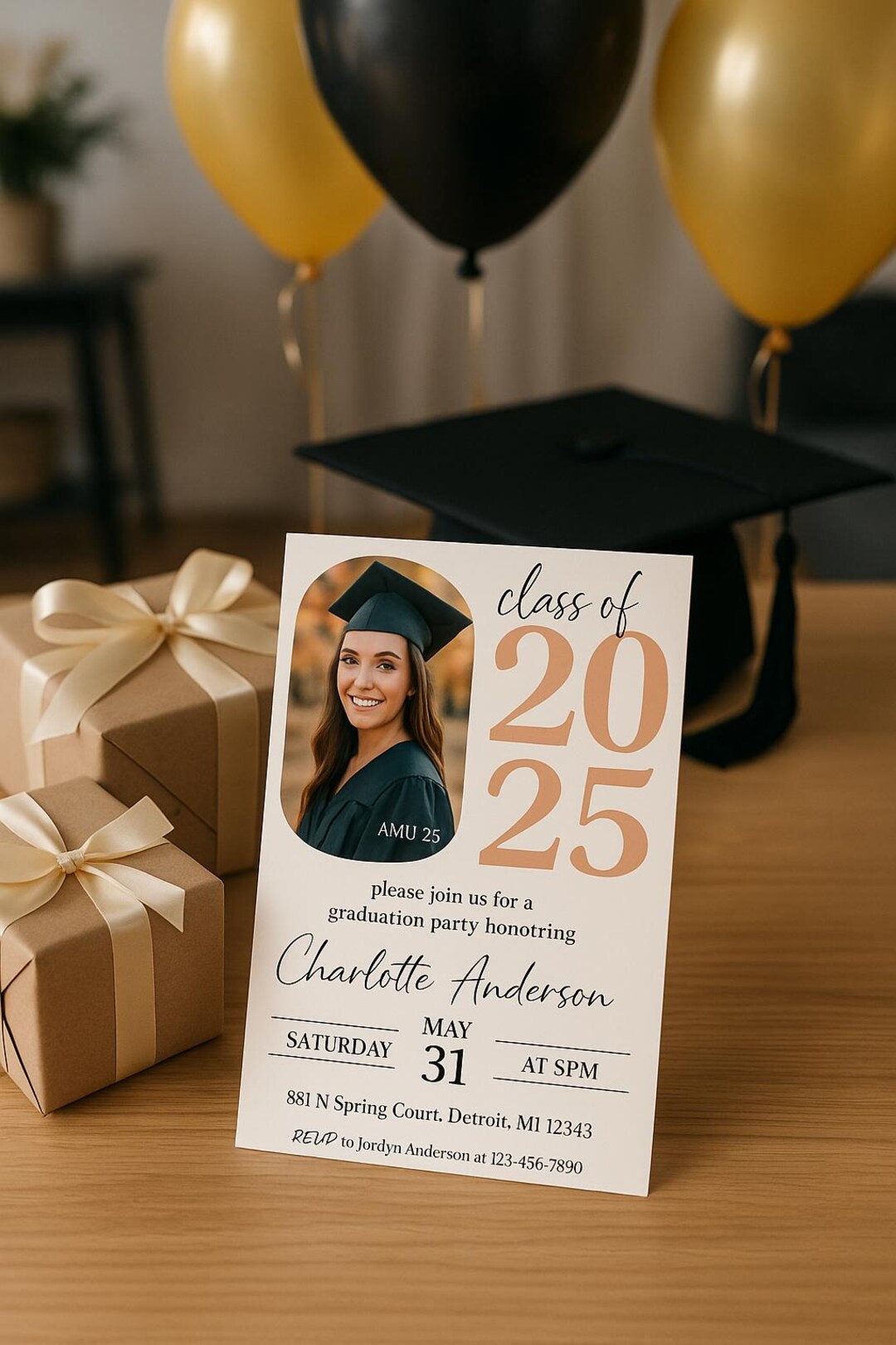 Editable Class of 2025 Graduation Invitation | College Graduation ...