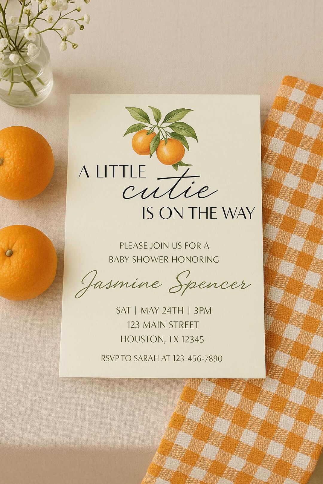 Editable Little Cutie Baby Shower Invitation: Summer Citrus Theme ...