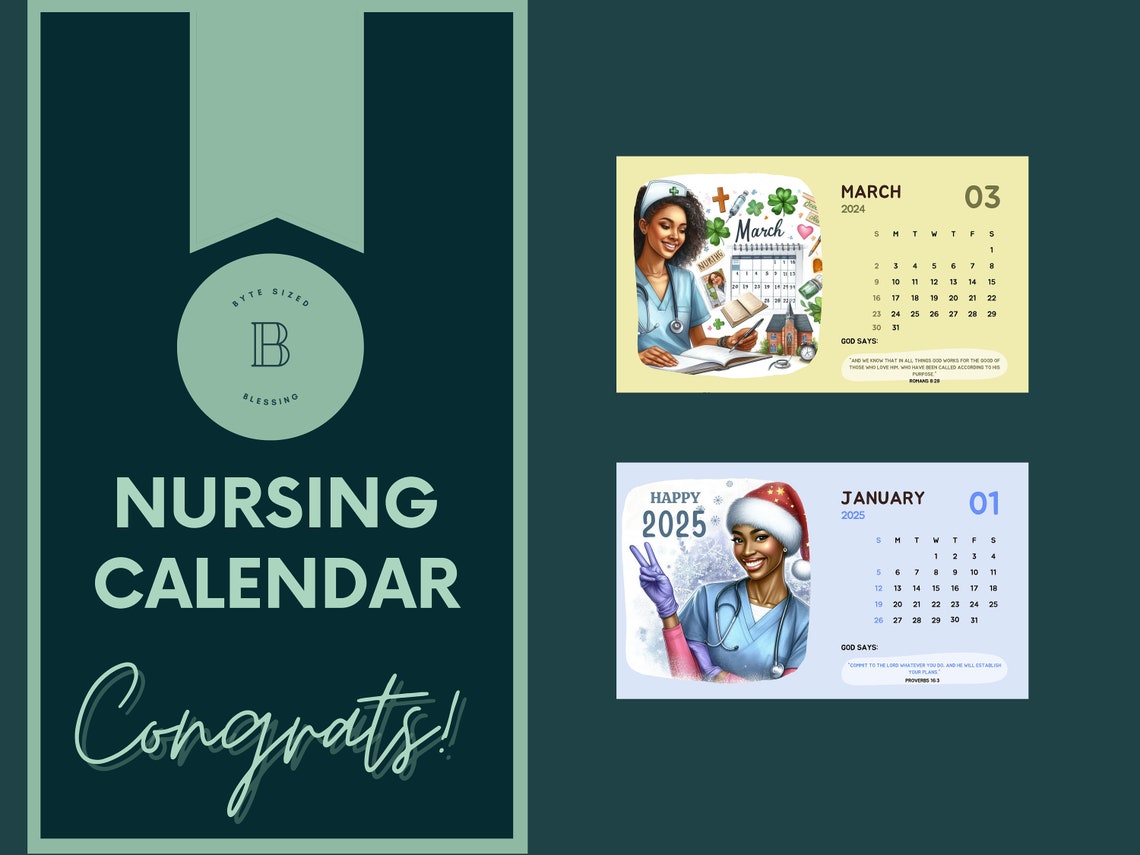 Nursing Student Calendar 2024-2025 | Bible Verse, Printable (digital ...