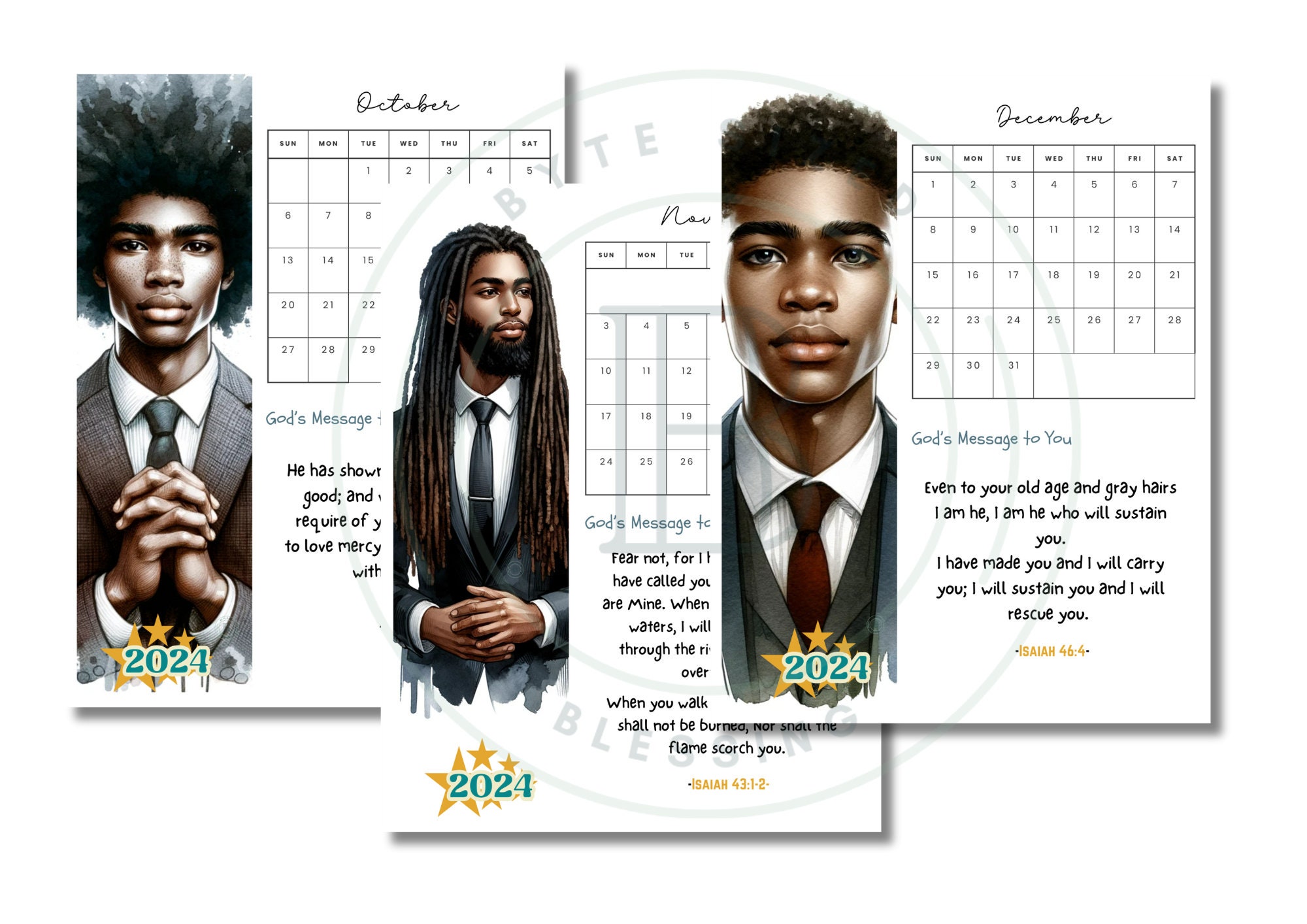 2024 African American Calendar for Boys, Young Black Man, Christian Son ...