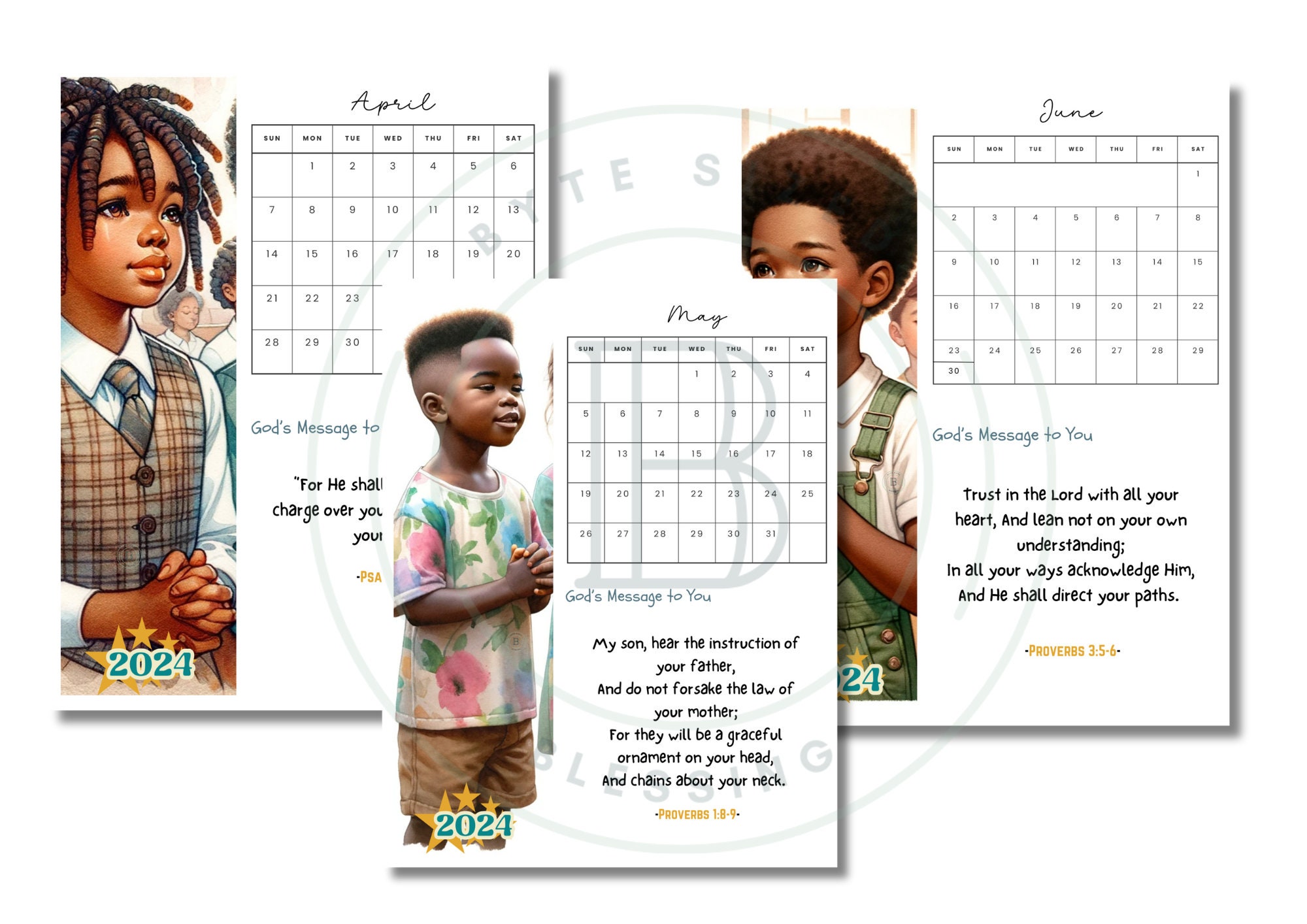 2024 African American Calendar for Boys, Young Black Man, Christian Son ...