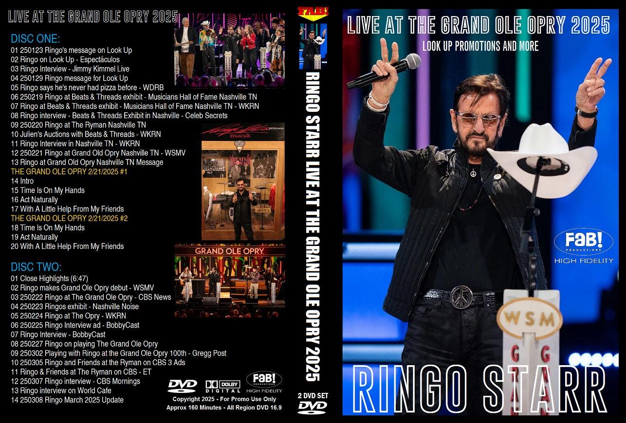 RINGO STARR: Live at the Grand Ole Opry 2025 2 DVD - Etsy