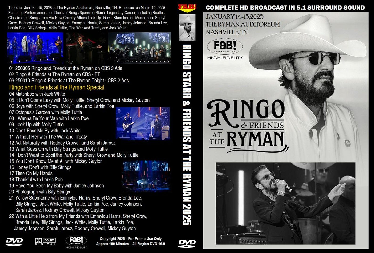 RINGO Starr & Friends at the Ryman Nashville TN 2025 Special DVD - Etsy