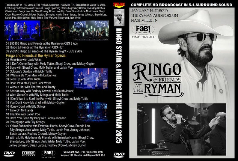 RINGO Starr & Friends at the Ryman Nashville TN 2025 Special DVD - Etsy