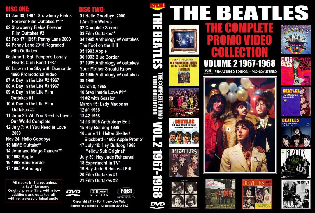 THE BEATLES: Promo Video Collection Vol.2 1967-1968 2 DVD New 2017 - Etsy