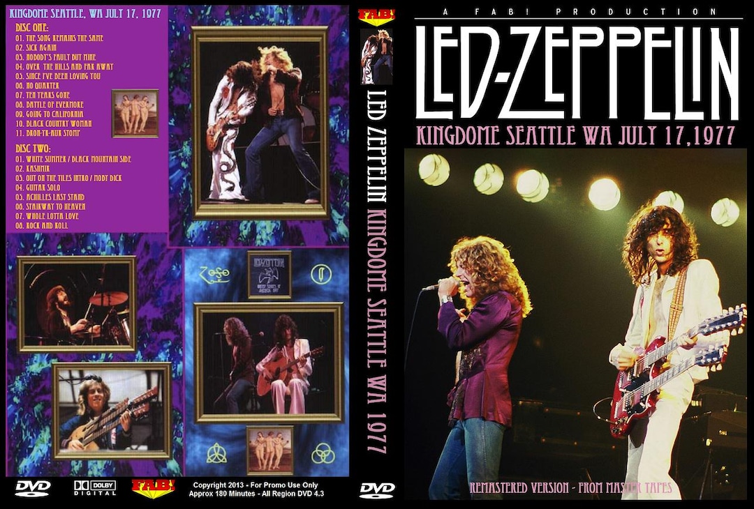 LED ZEPPELIN Live Kingdom Seattle, WA July 17, 1977 2 Dvd Ex Pro Shot 2 ...
