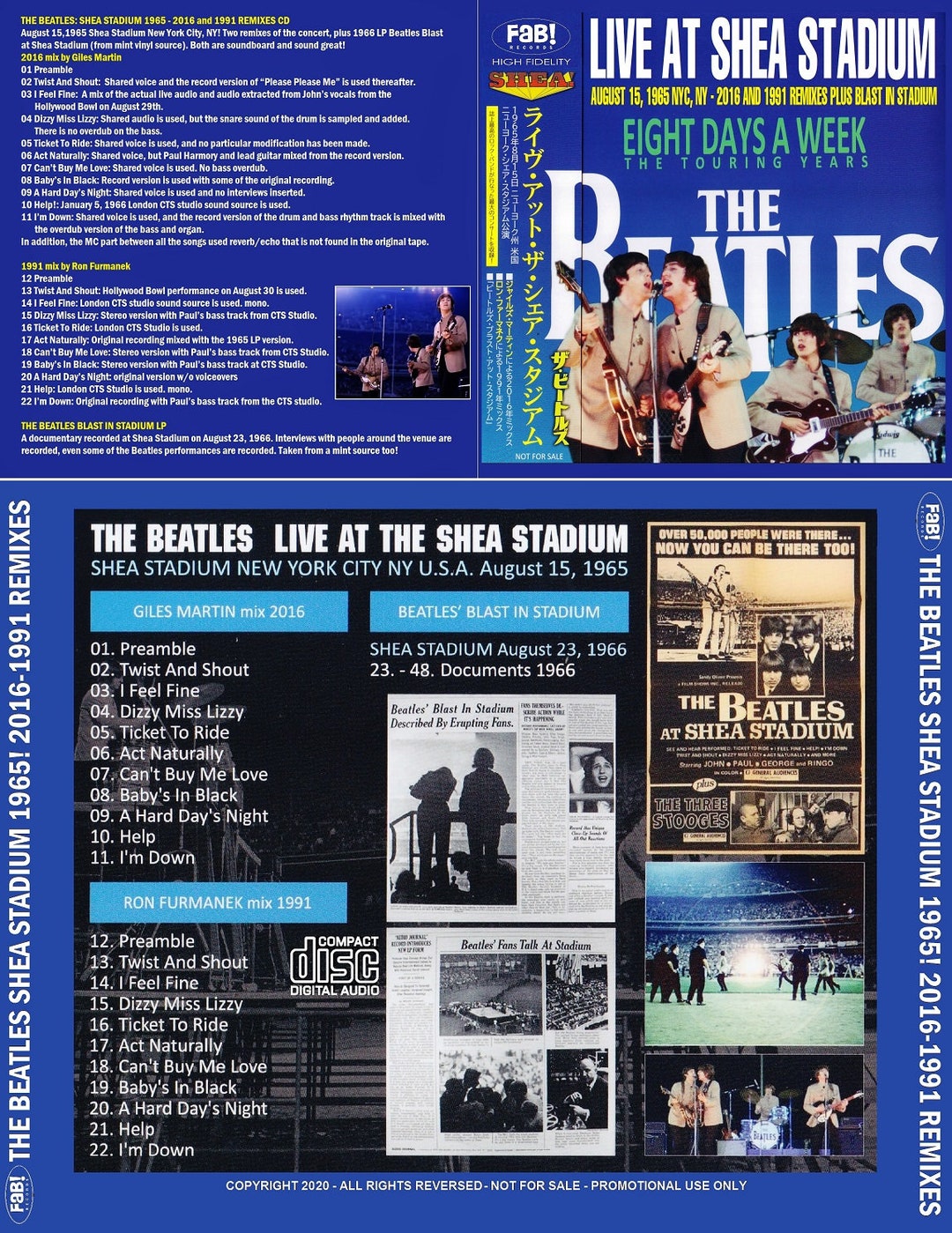 THE BEATLES: Shea Stadium 1965 - 2016 and 1991 Remixes CD - Etsy