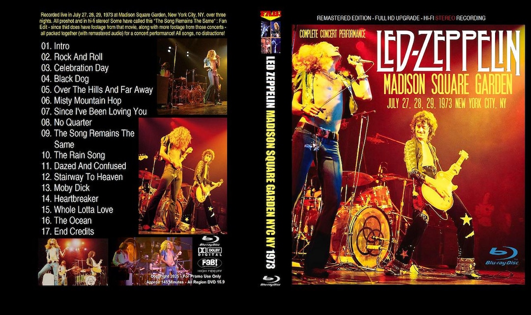 LED ZEPPELIN : Live at Madison Square Garden NYC 1973 Blu Ray - Etsy