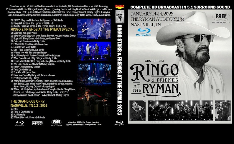 RINGO Starr & Friends at the Ryman Nashville TN 2025 Special Blu Ray - Etsy