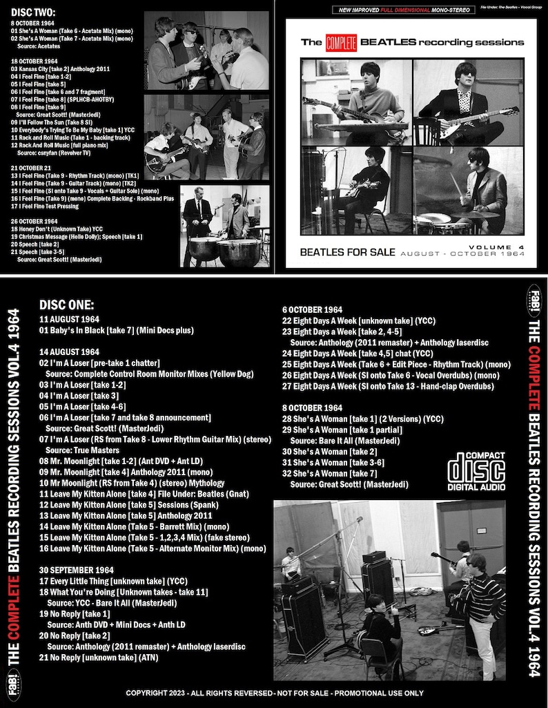 THE BEATLES: the Complete Recording Sessions Vol.4 1964 Beatles for ...
