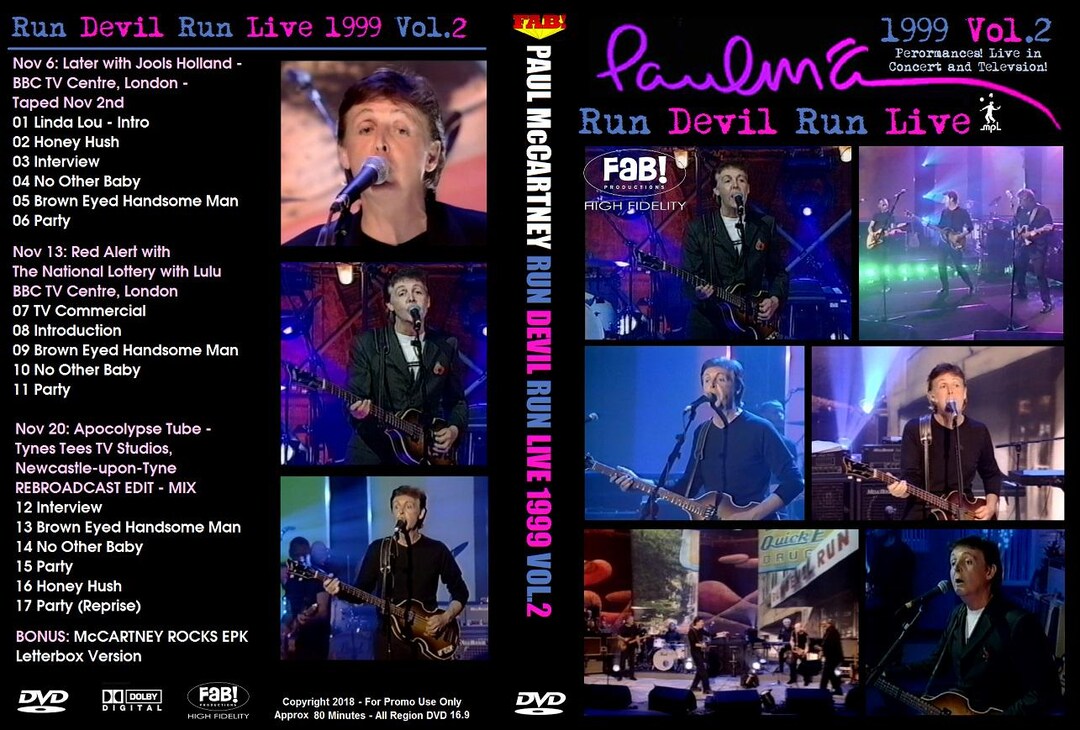 PAUL MCCARTNEY: Run Devil Run Live 1999 Vol.2 DVD - Etsy
