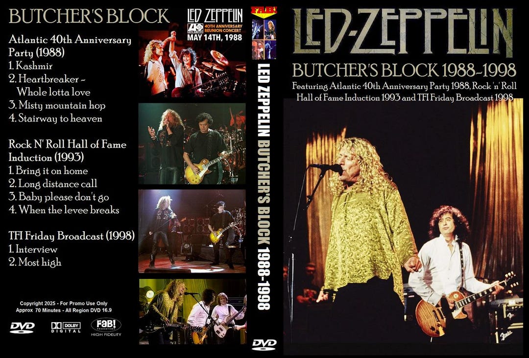 LED ZEPPELIN Butchers Block 1988-1998 DVD - Etsy
