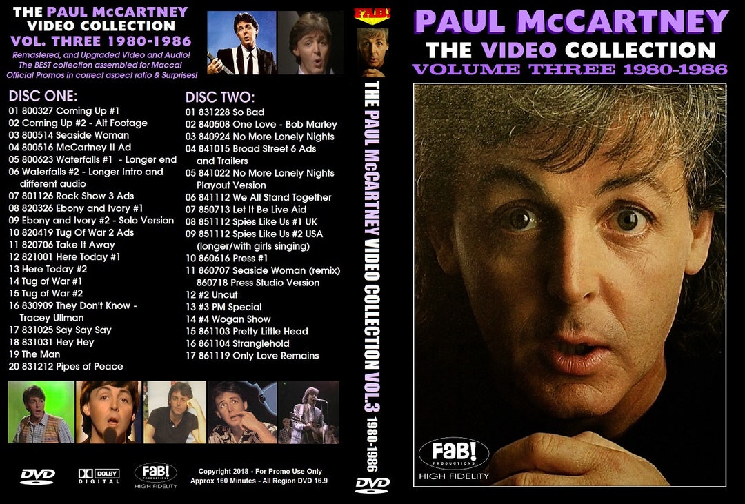 PAUL Mccartney the Video Collection Vol.3 1980-1986 2 DVD 2018 Remaster ...