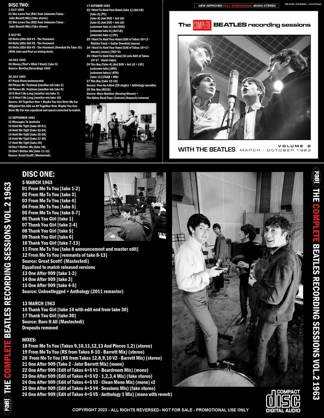 The Beatles the COMPLETE Recording Sessions Vol.2 1963 2 CD - Etsy