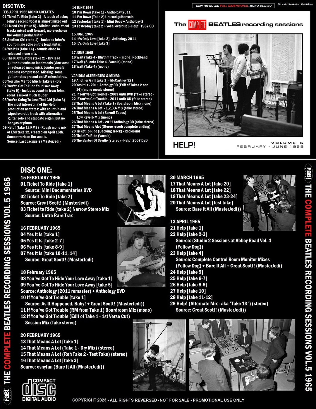 THE BEATLES: the Complete Recording Sessions Vol.5 1965 Help! 2 CD - Etsy