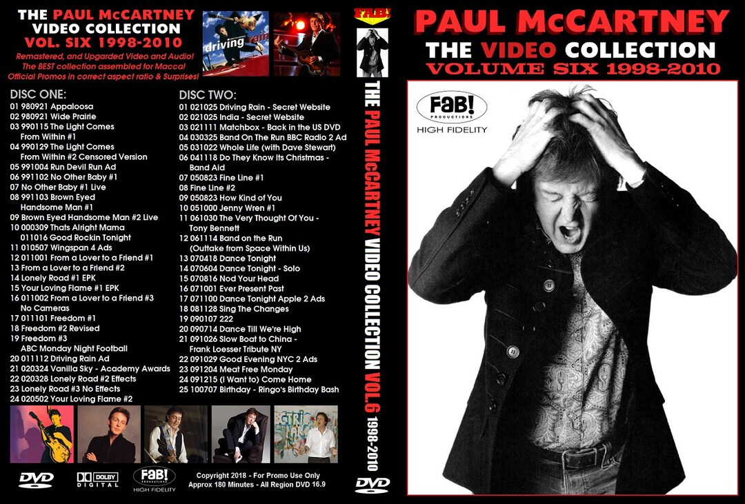 PAUL Mccartney the Video Collection Vol.6 1998-2010 2 DVD 2018 Remaster ...