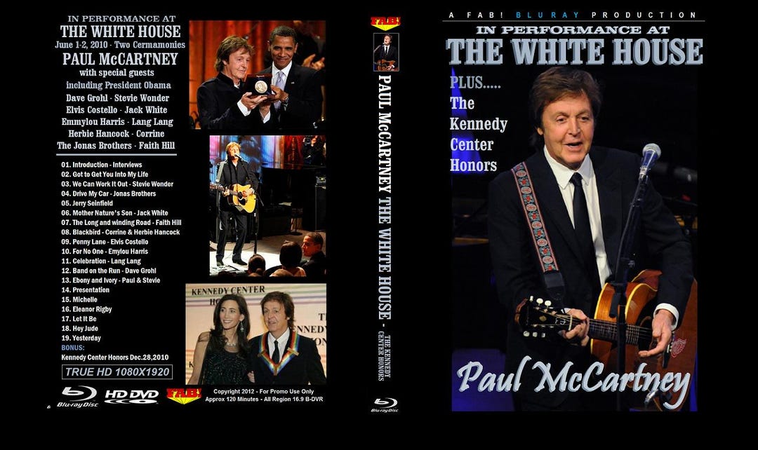 PAUL Mccartney: WHITE HOUSE - Kennedy Center Honors 2010 Blu Ray - Etsy