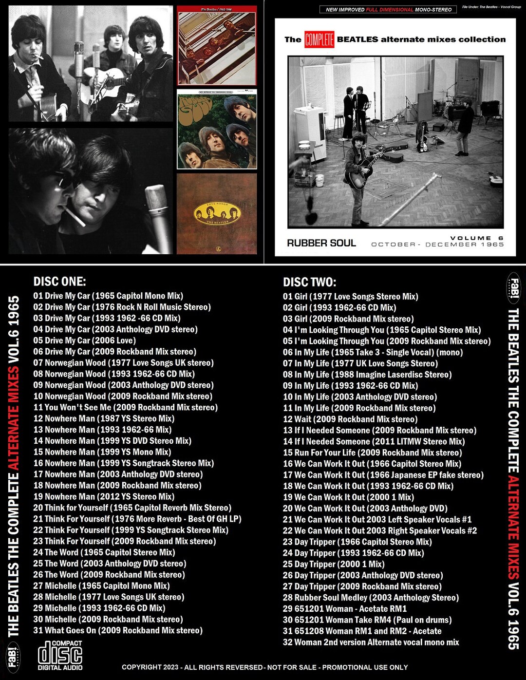 THE BEATLES: the Complete Alternate Mixes Vol.6 1965 Rubber Soul 2 CD ...