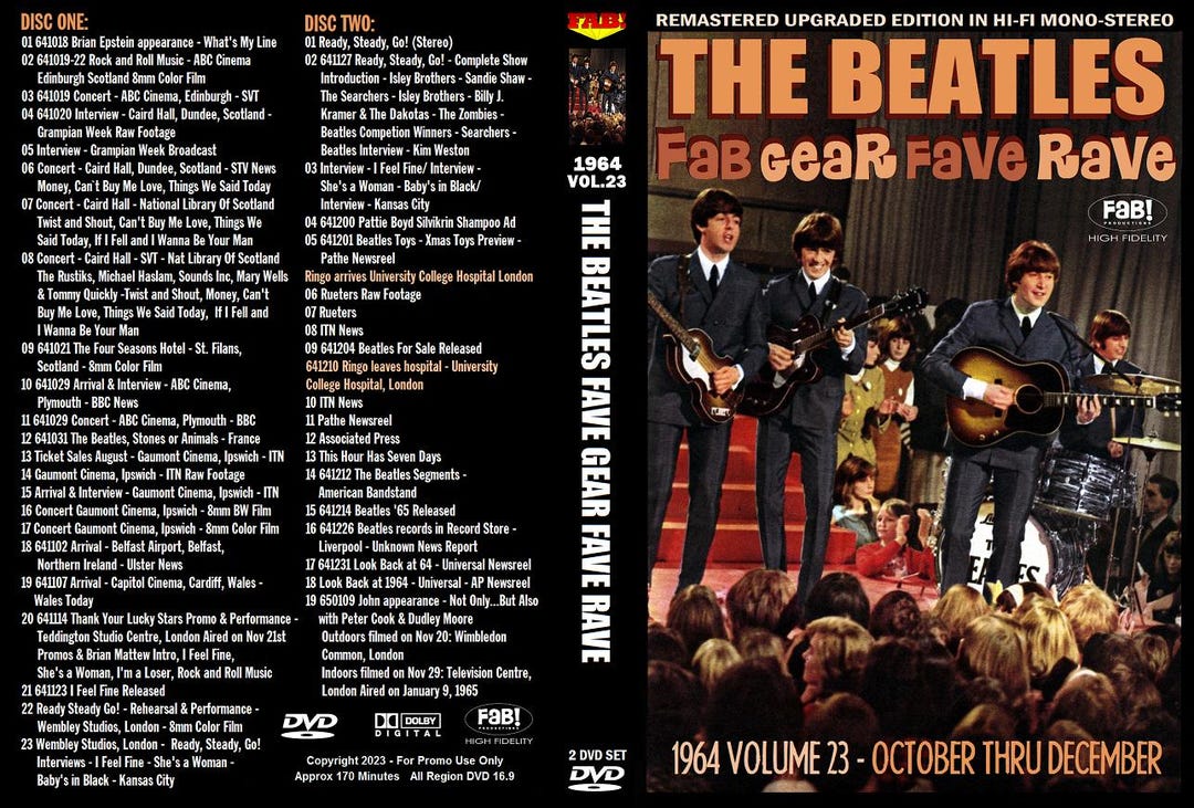 THE BEATLES Fab Gear Fave Rave 1964 Vol.23 2 DVD - Etsy