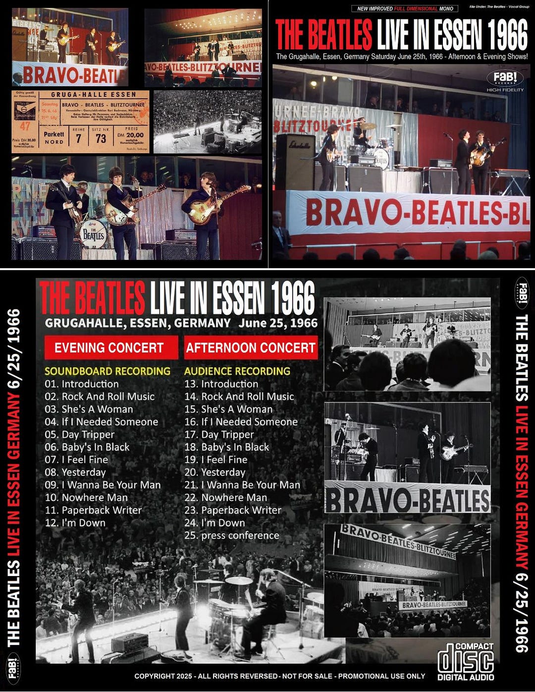 THE BEATLES: Live in Essen Germany 6/25/1966 Soundboard CD - Etsy