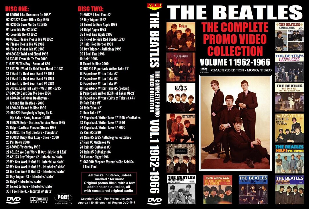 THE BEATLES: Promo Video Collection Vol.1 1962-1966 2 DVD New 2016 - Etsy