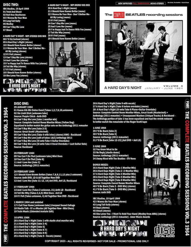 THE BEATLES: the Complete Recording Sessions Vol.3 1964 A Hard Day's ...