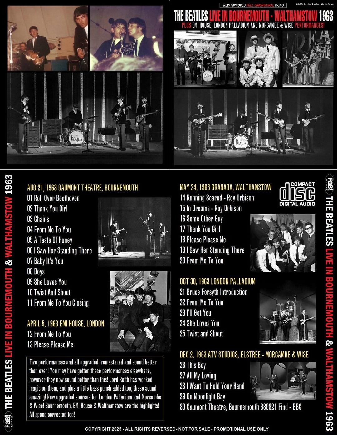 THE BEATLES: Bournemouth & Walthamstow and More 1963 CD - Etsy