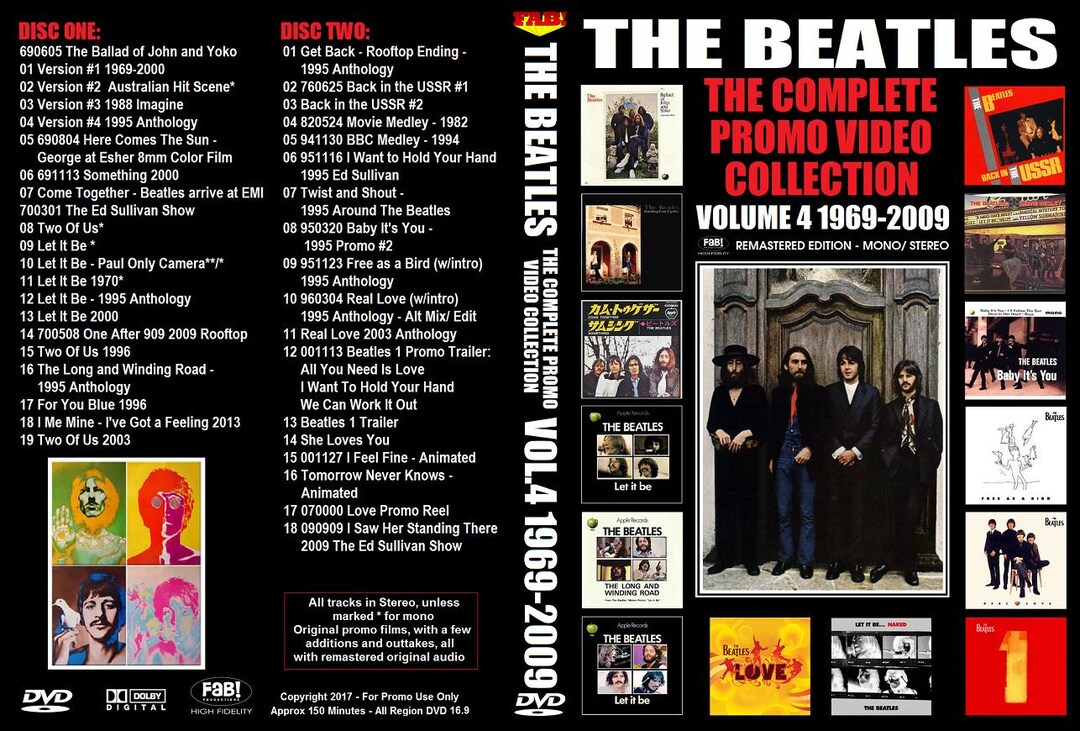 THE BEATLES: Promo Video Collection Vol.4 1969-2009 2 DVD New 2017 - Etsy