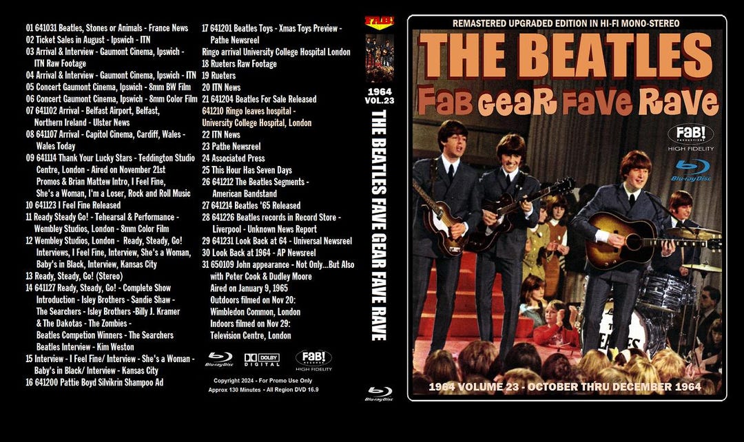 THE BEATLES Fab Gear Fave Rave 1964 Vol.23 Blu Ray - Etsy