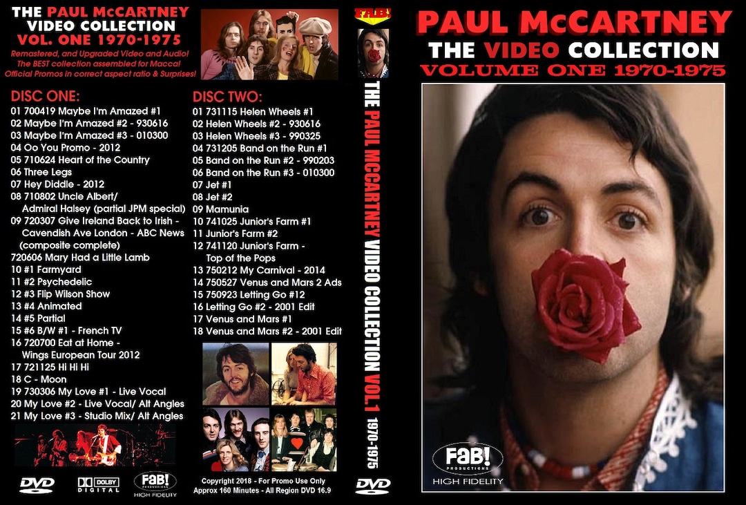 PAUL Mccartney the Video Collection Vol.1 1970-1975 2 DVD 2018 Remaster ...