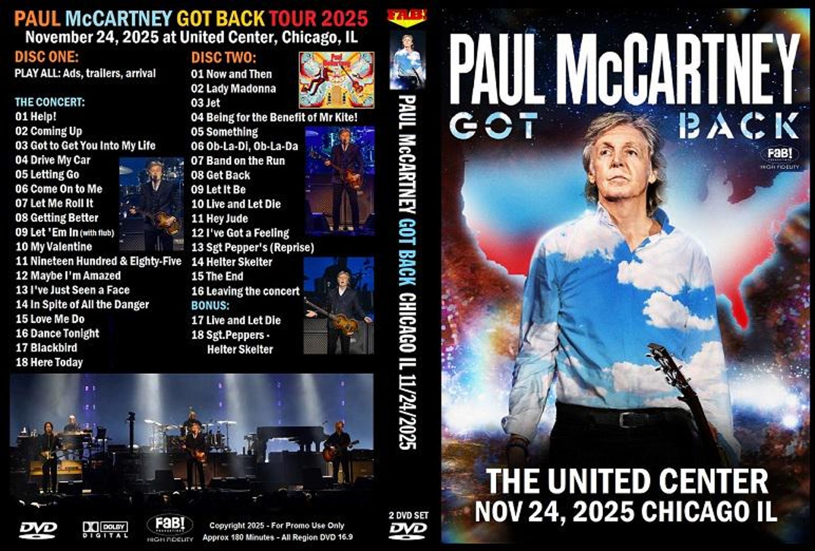 PAUL Mccartney Got Back Chicago IL 11/24/2025 2 DVD - Etsy