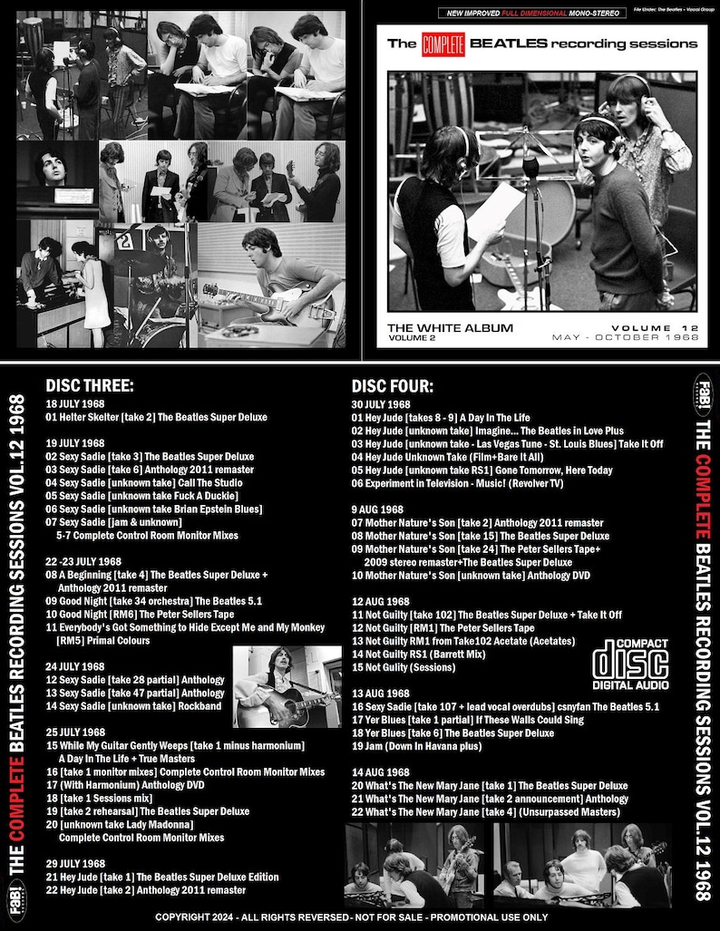 THE BEATLES: the Complete Recording Sessions Vol.12 1968 White Album ...