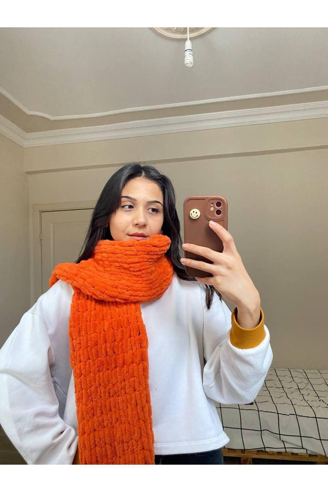 Handmade Fluffy Orange Scarf Customizable Cozy Winter Knit Scarf for ...