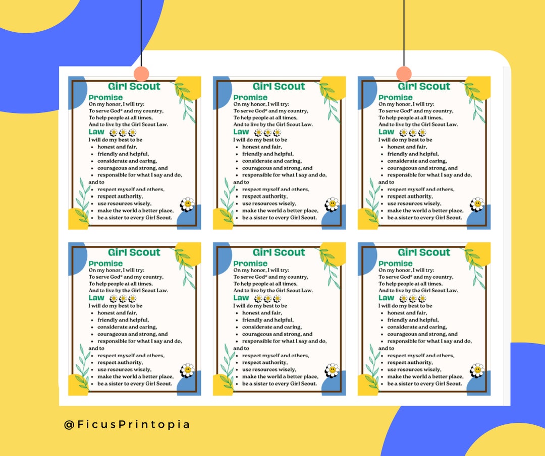 Girl Scouts Promises and Laws Flashcards, 6 Copies - Etsy