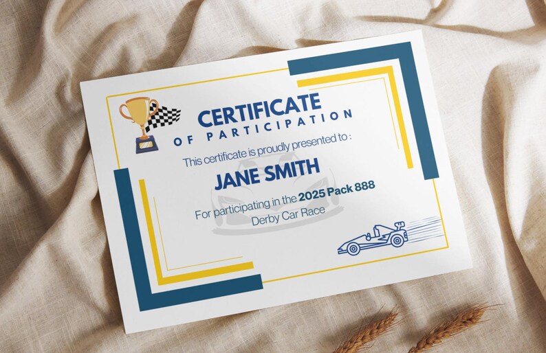 Derby Race Certificate Canva Template | Editable Scouting Award ...