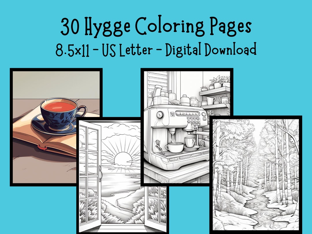 Hygge Coloring Pages Adult Coloring Pages Stress Relief Art Therapy ...