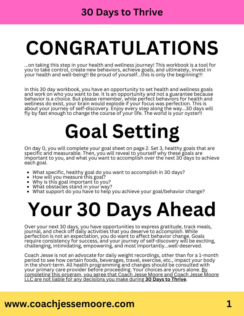 30 Days to Thrive Workbook & Journal Digital PDF - Etsy