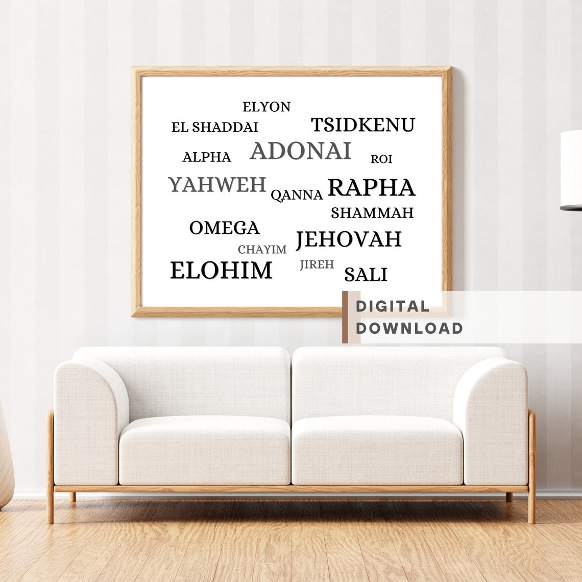 Names of God Wall Art Printable, Hebrew Names of God, Names of God in ...