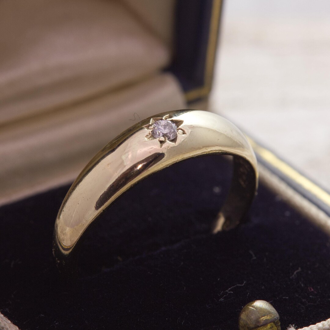 Vintage 1990 9ct Gold & Diamond Star Set Domed Ring UK Size N, US Size ...