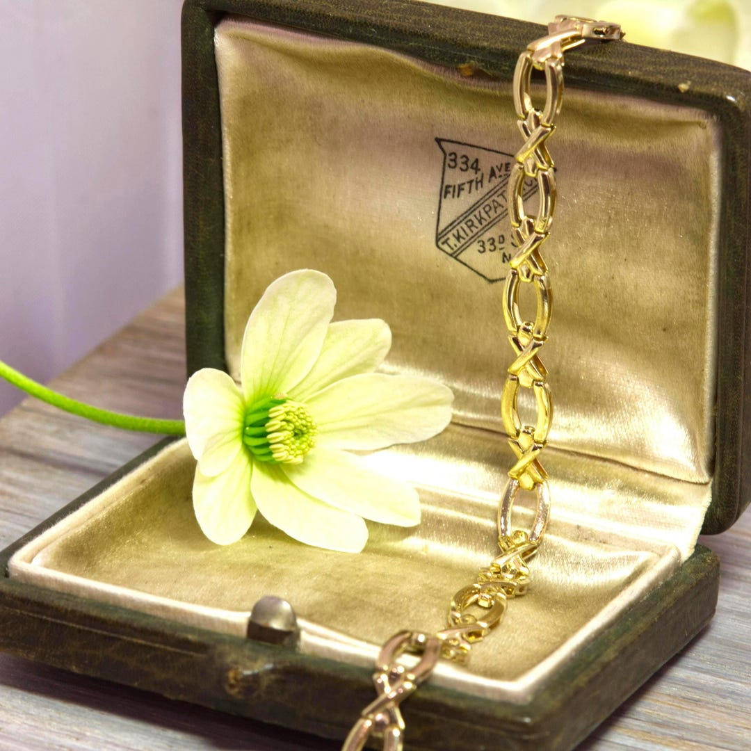 Vintage 9ct Gold Fancy Kiss Link & Loop Chain Bracelet 4.5g – 7. 5 ...