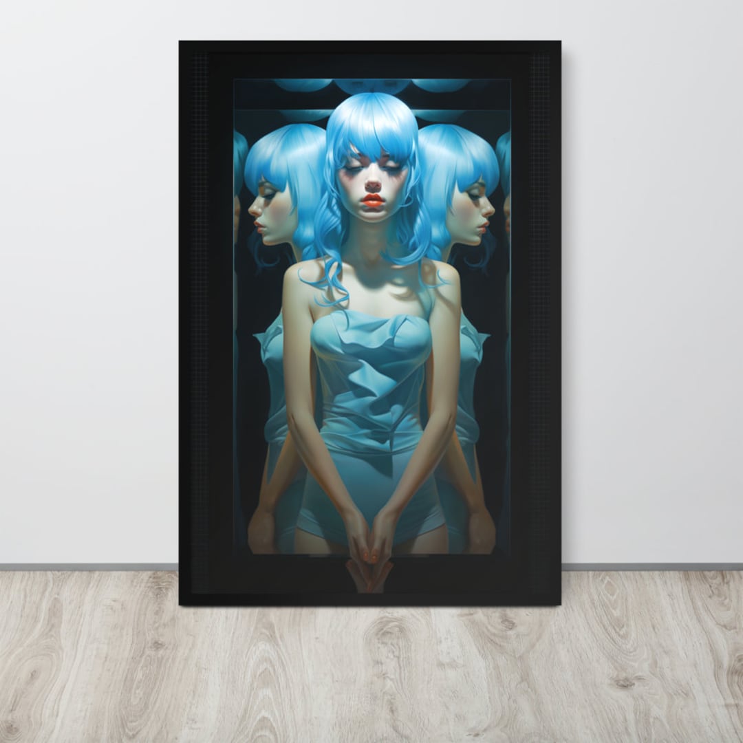 AI Girl Art Blue Hair AI Generated - Etsy