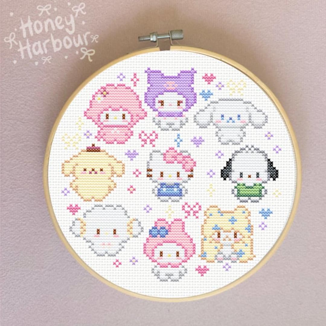 Patrón de punto de cruz Kawaii Pastel Friends – Muestrario para ...