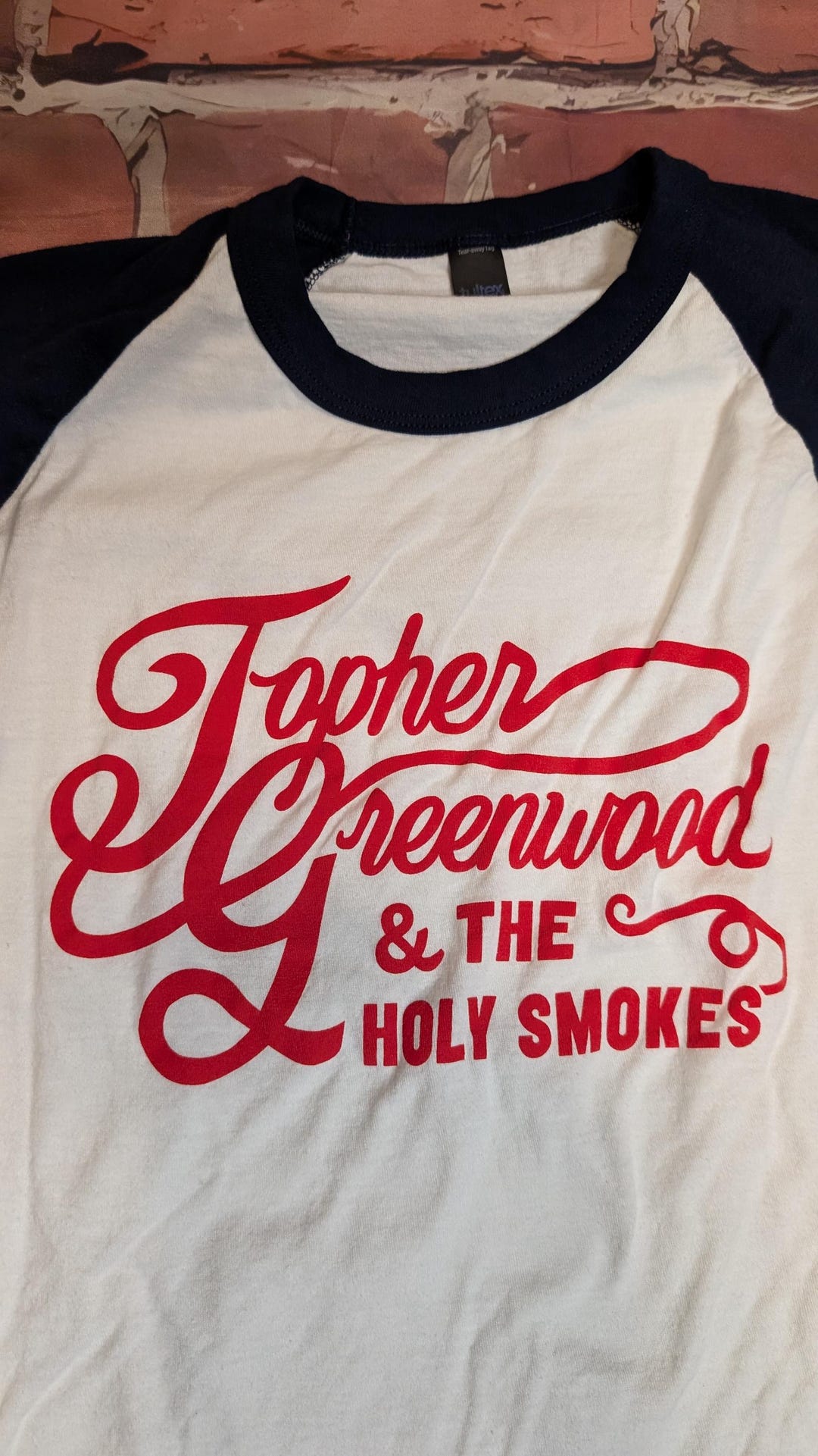 Topher Greenwood & the Holy Smokes - Official T-shirt - 3/4 Sleeve - Color White - Adult Medium